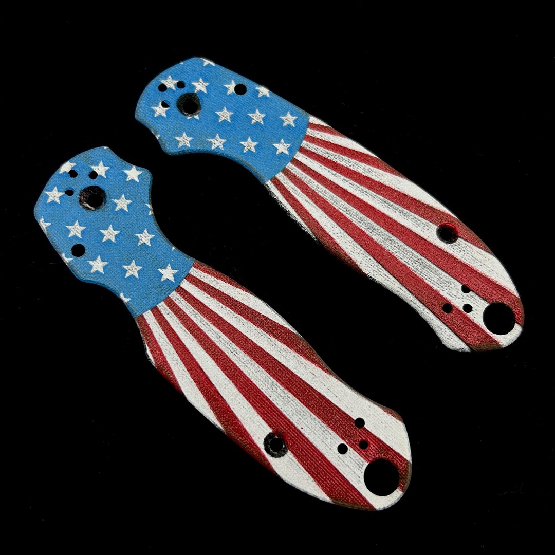 Custom USA Starburst Red/white/blue Pattern G10 Scales for the Spyderco ...