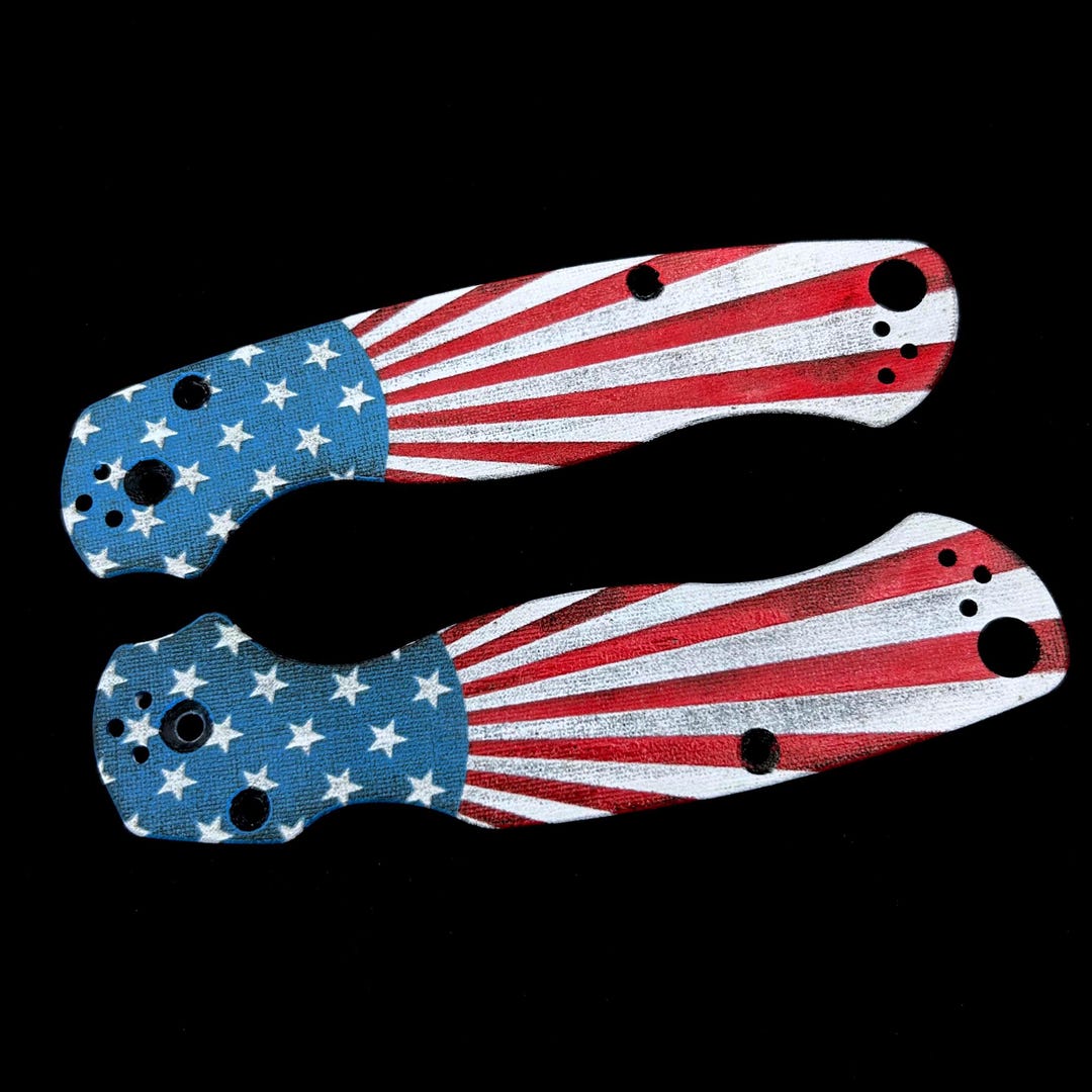 Custom USA Starburst Pattern G10 Scales for the Spyderco Paramilitary 2 ...