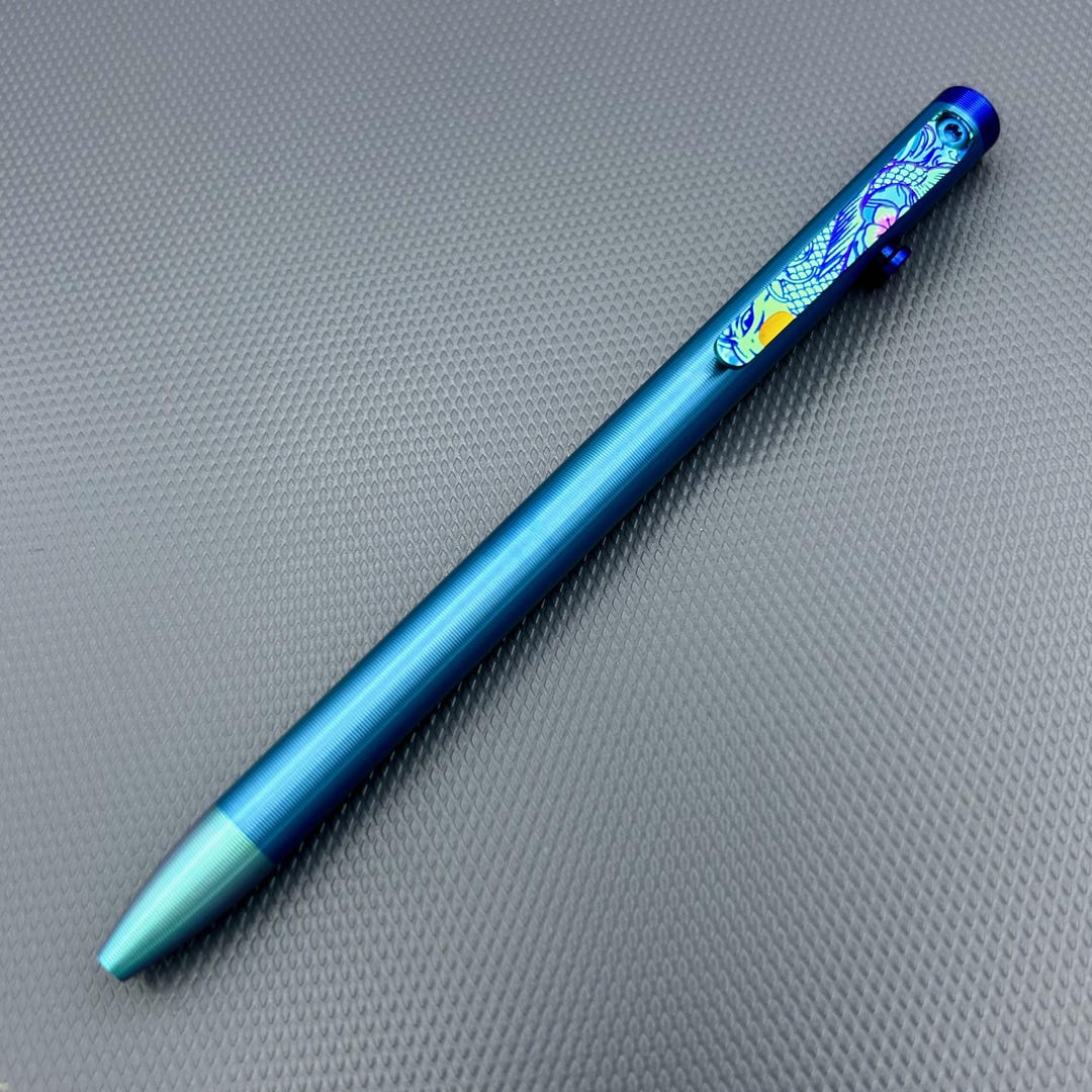 Tactile Turn - Titanium Slim Bolt Action Standard Size Pen KOI Clip W ...