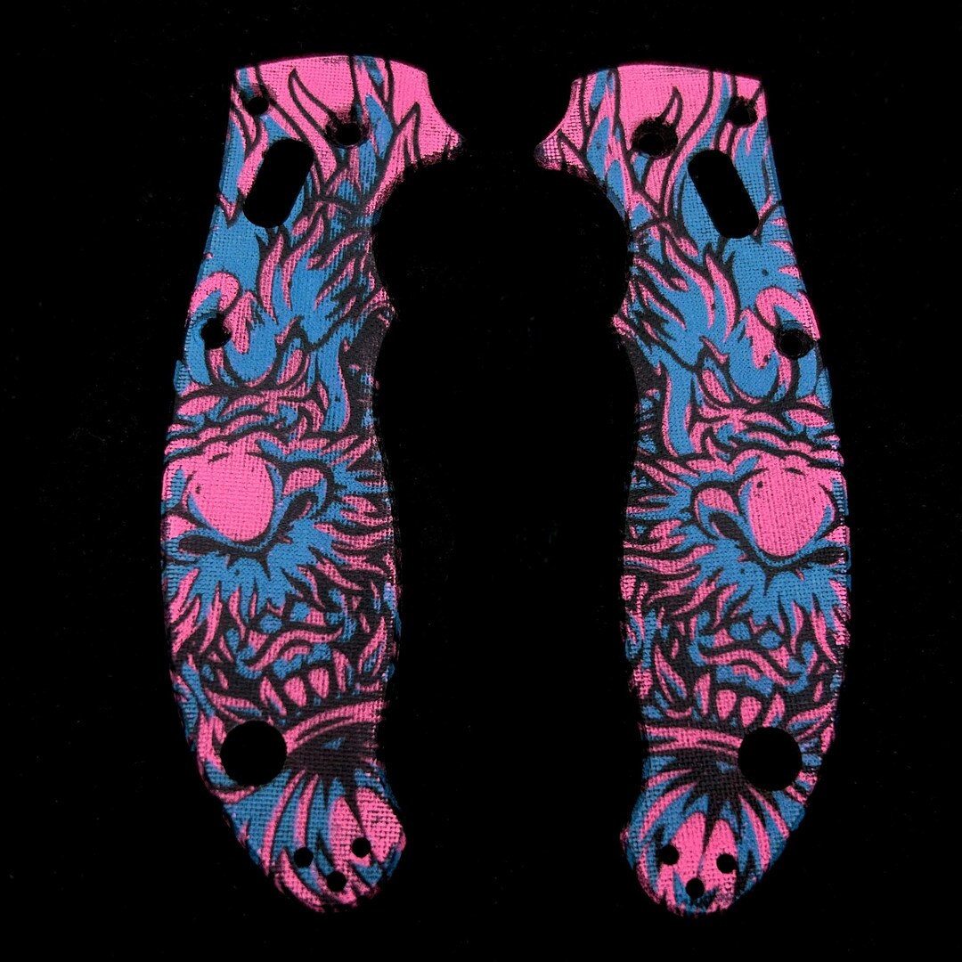 Custom Dragonface Pattern G10 Scales for the Spyderco Manix 2 C101GP2 ...