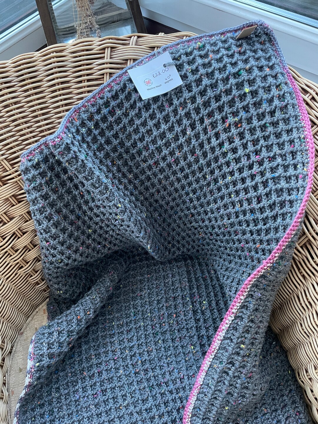 Charcoal Tweed Crocheted Waffle Blanket/throw - Etsy