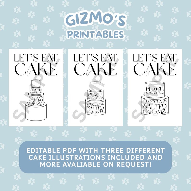 Wedding Cake Sign | A5 Printable Cake Flavours Sign | Editable Canva ...