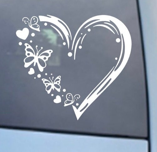 Butterfly Heart, Die Cut Vinyl Vehicle Window Sticker Decal. - Etsy