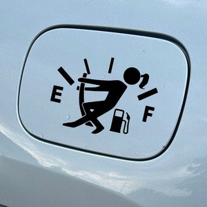 Expensive Gas, Empty Tank, Girl/boy Holding Gas Gauge, Die Cut Vinyl ...