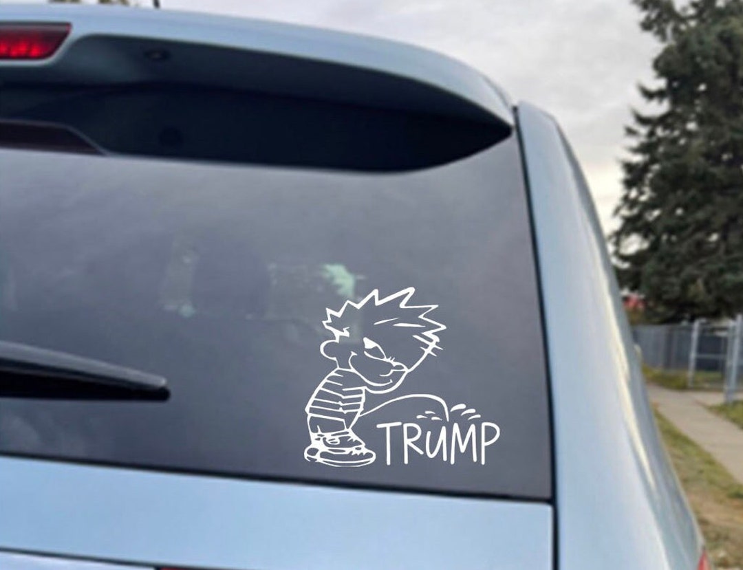 Calvin Peeing on Trump, Die Cut Vinyl Vehicle Window Sticker Decal. - Etsy