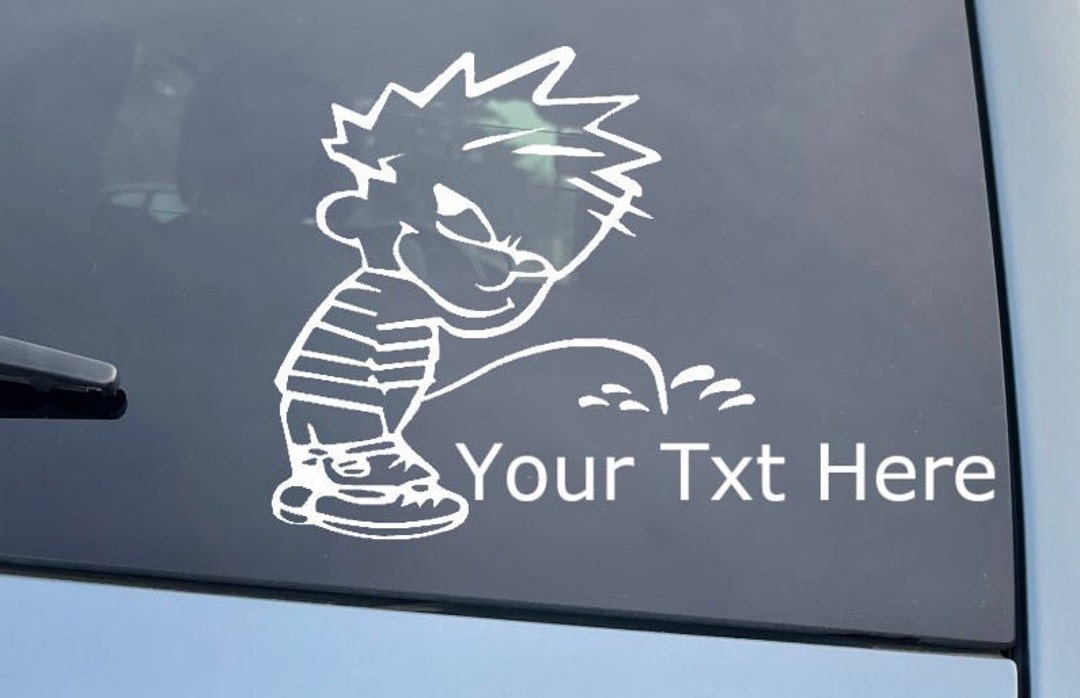 Calvin Peeing on Your Personalized Txt, Die Cut Vinyl Vehicle Window ...