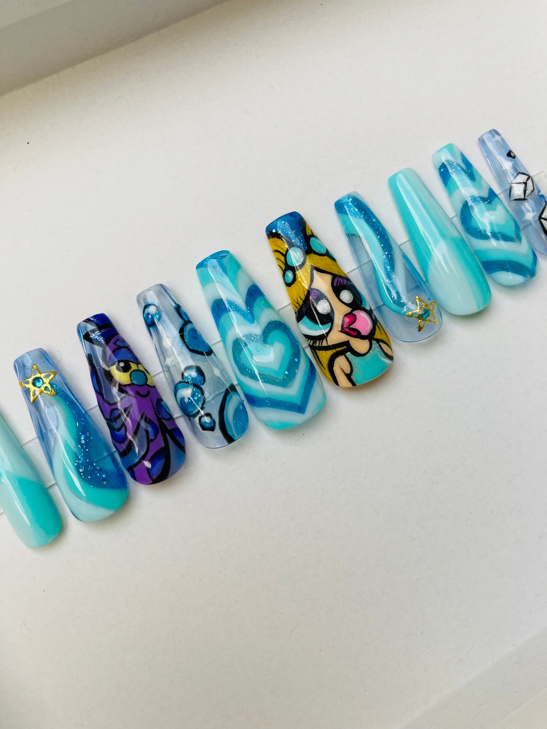 Teen Bubbles Powerpuff Girls Press on Nails Octi the Octopus ...