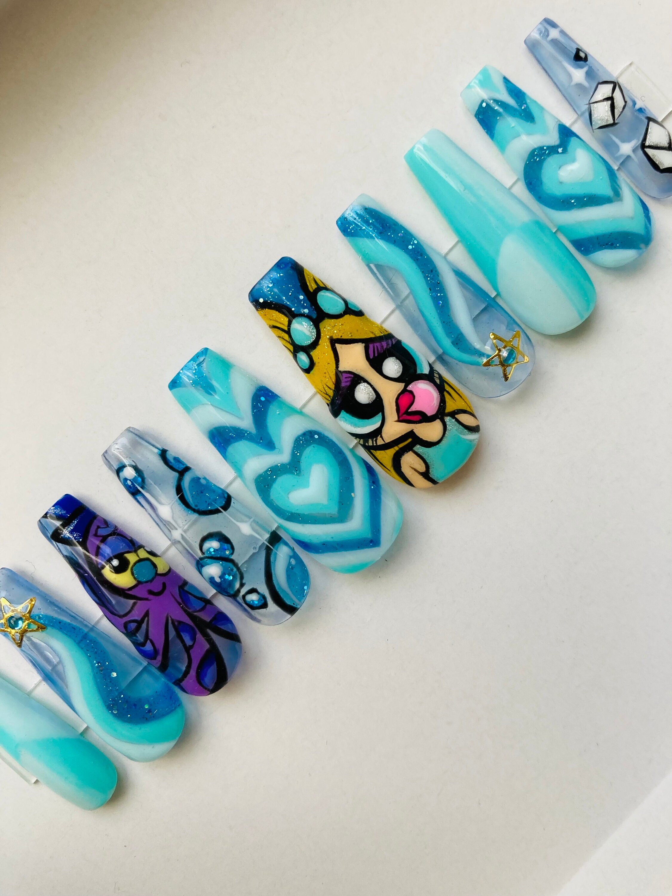 Teen Bubbles Powerpuff Girls Press on Nails | Octi the Octopus ...