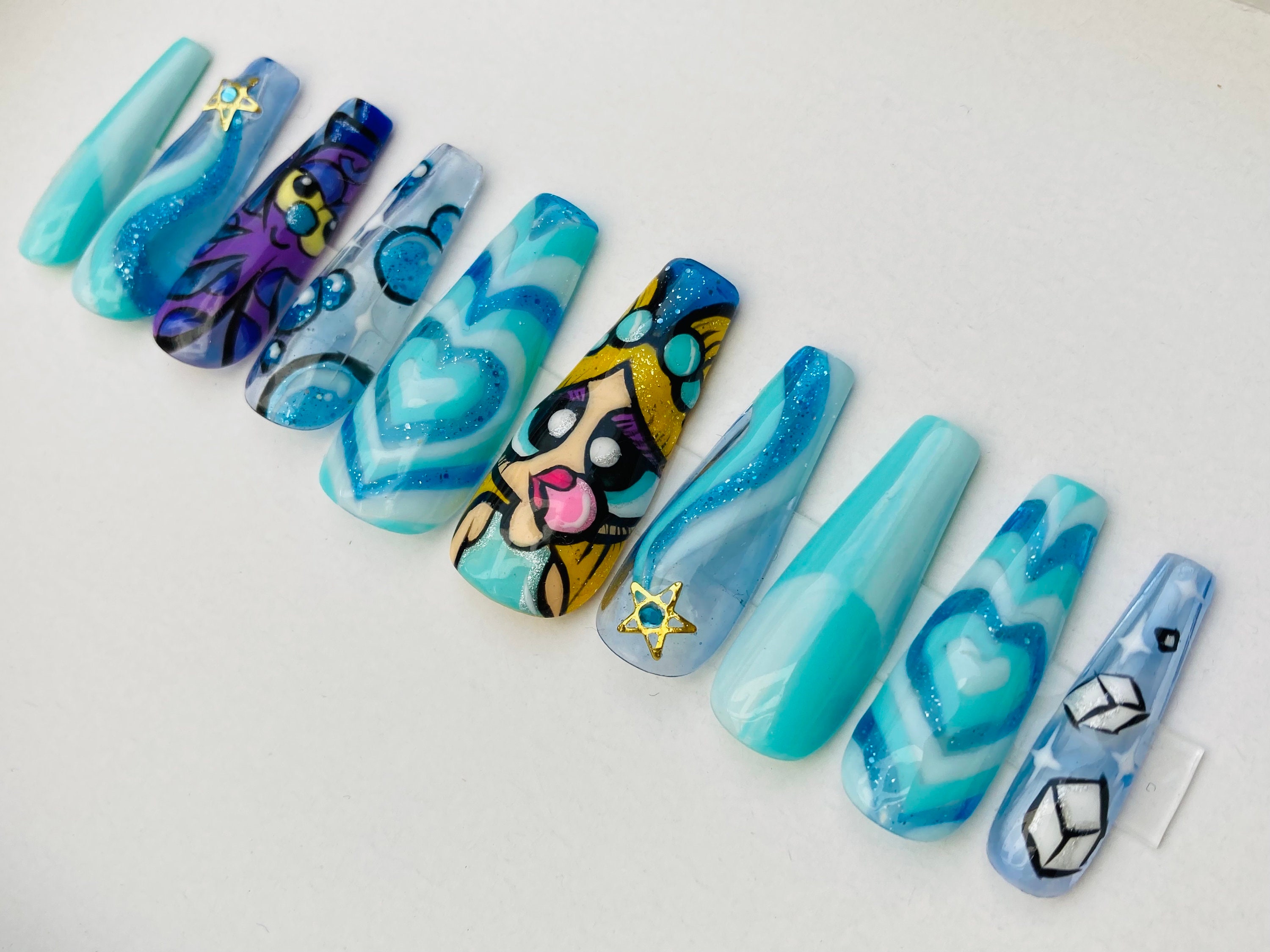 Teen Bubbles Powerpuff Girls Press on Nails | Octi the Octopus ...