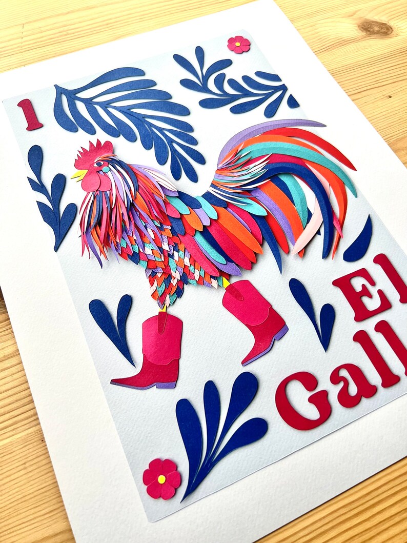 El Gallo / Loteria-inspired / Photo Print of Cut-paper Artwork - Etsy