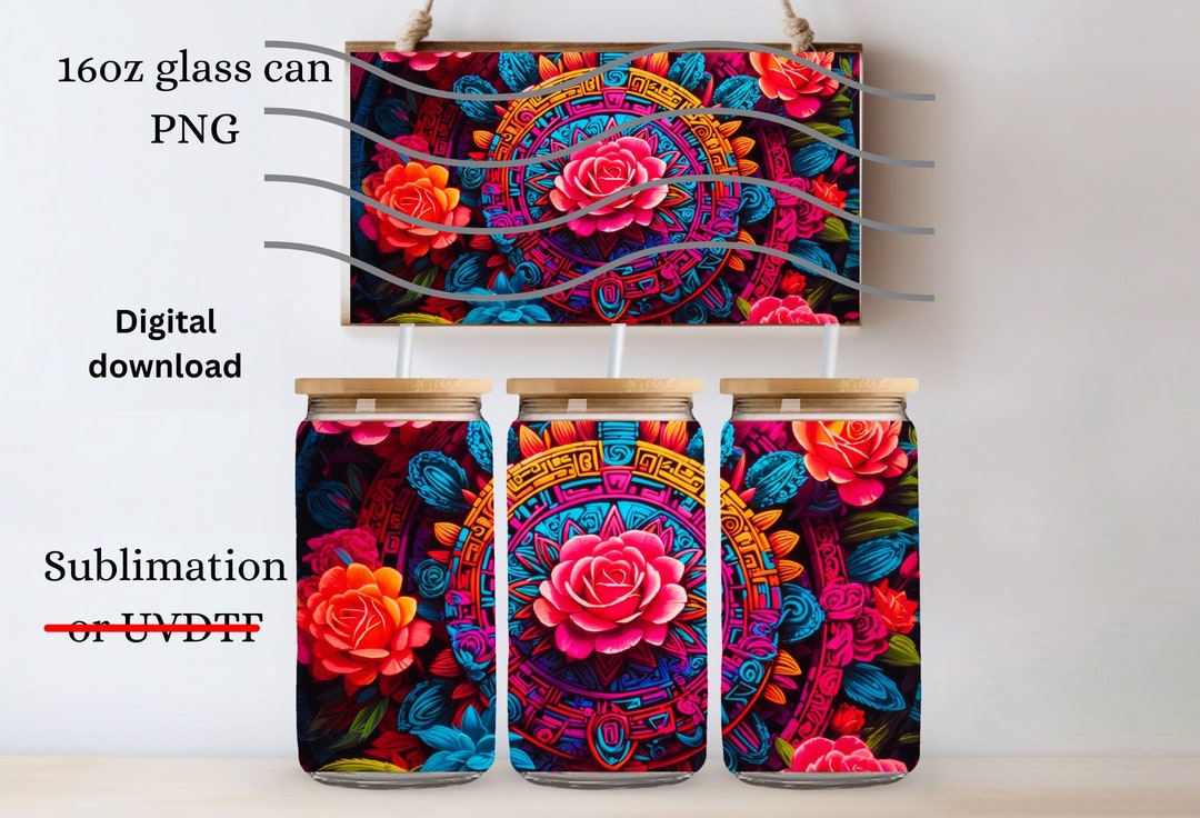 Aztec 16oz Glass Can Wrap, Aztec Png, Pink Aztec Wrap, Aztec ...