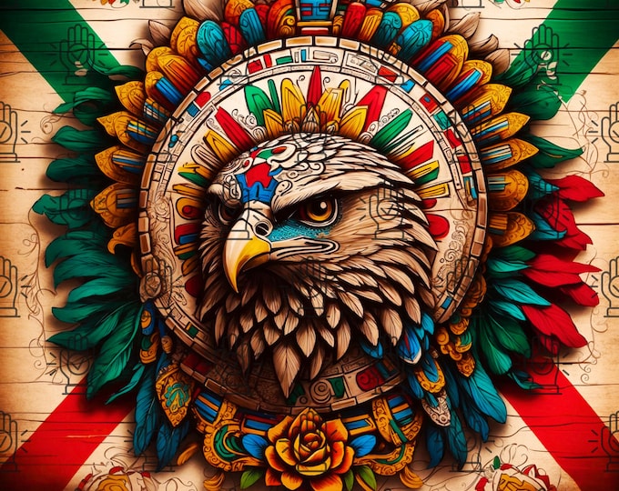 Aztec Tumbler Wrap Png, Mexican Flag Png, Mexican Flag Tumbler Wrap ...