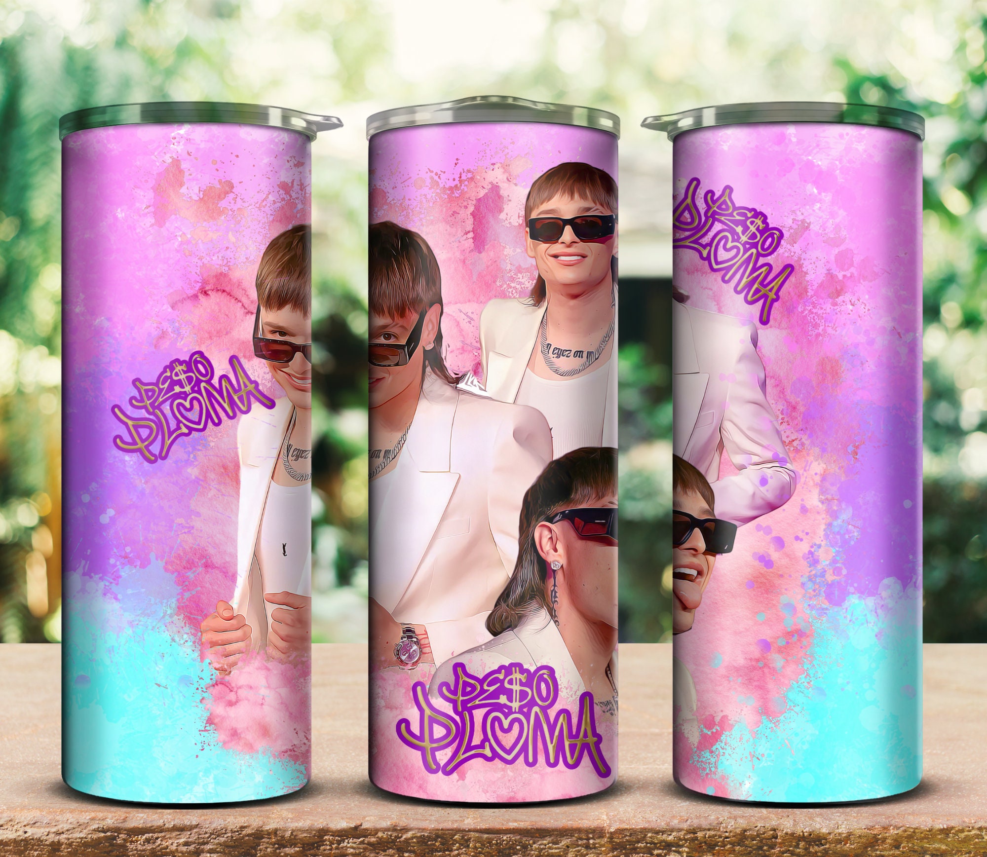 Peso Pluma Tumbler Wrap, Peso Pluma Png, Pink Peso Pluma, Teal Peso ...