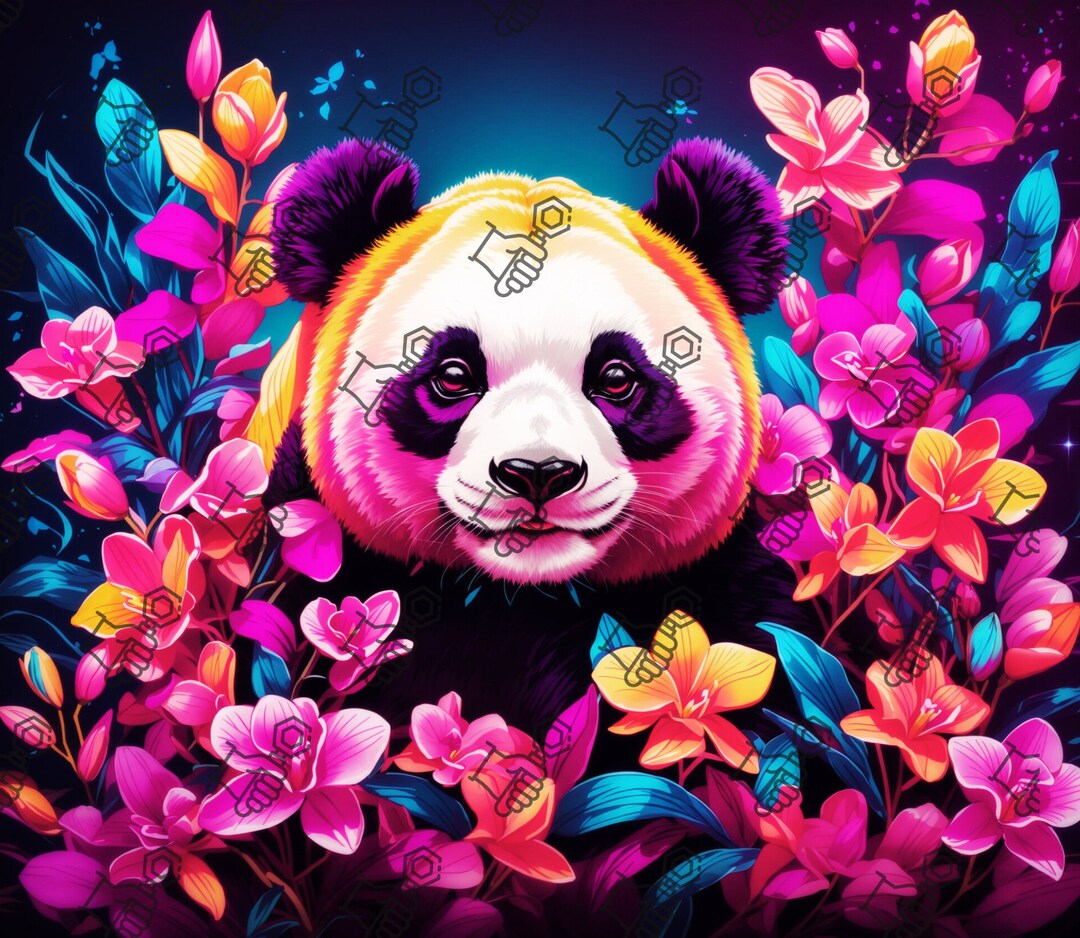 Panda Tumbler Wrap, Panda Png, Panda Bear, Colorful Panda Bear Png ...