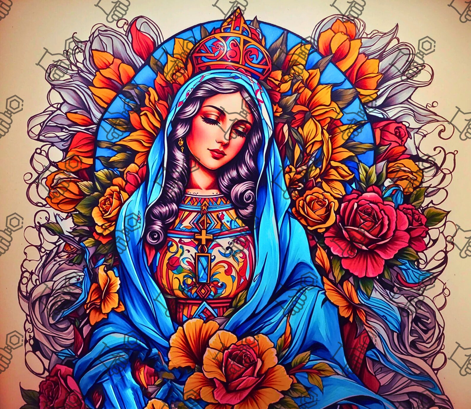 Virgin Mary Tumbler Wrap, La Virgen De Guadalupe Tumbler Wrap, Virgin ...