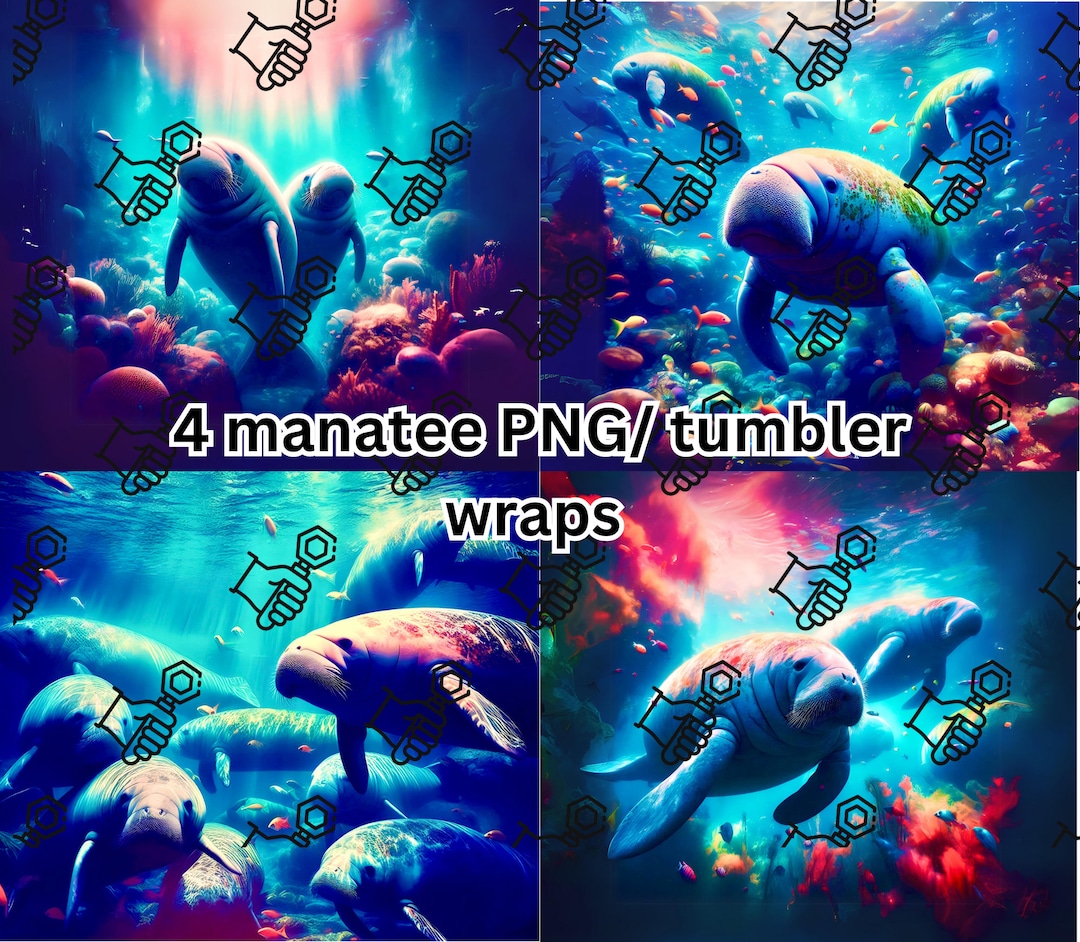 4 Manatee Pngs, Manatee Tumbler Wrap, Manatee Art Ready to Print ...