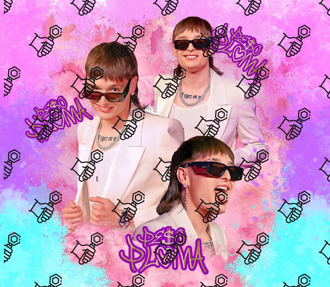 Peso Pluma Tumbler Wrap, Peso Pluma Png, Pink Peso Pluma, Teal Peso ...