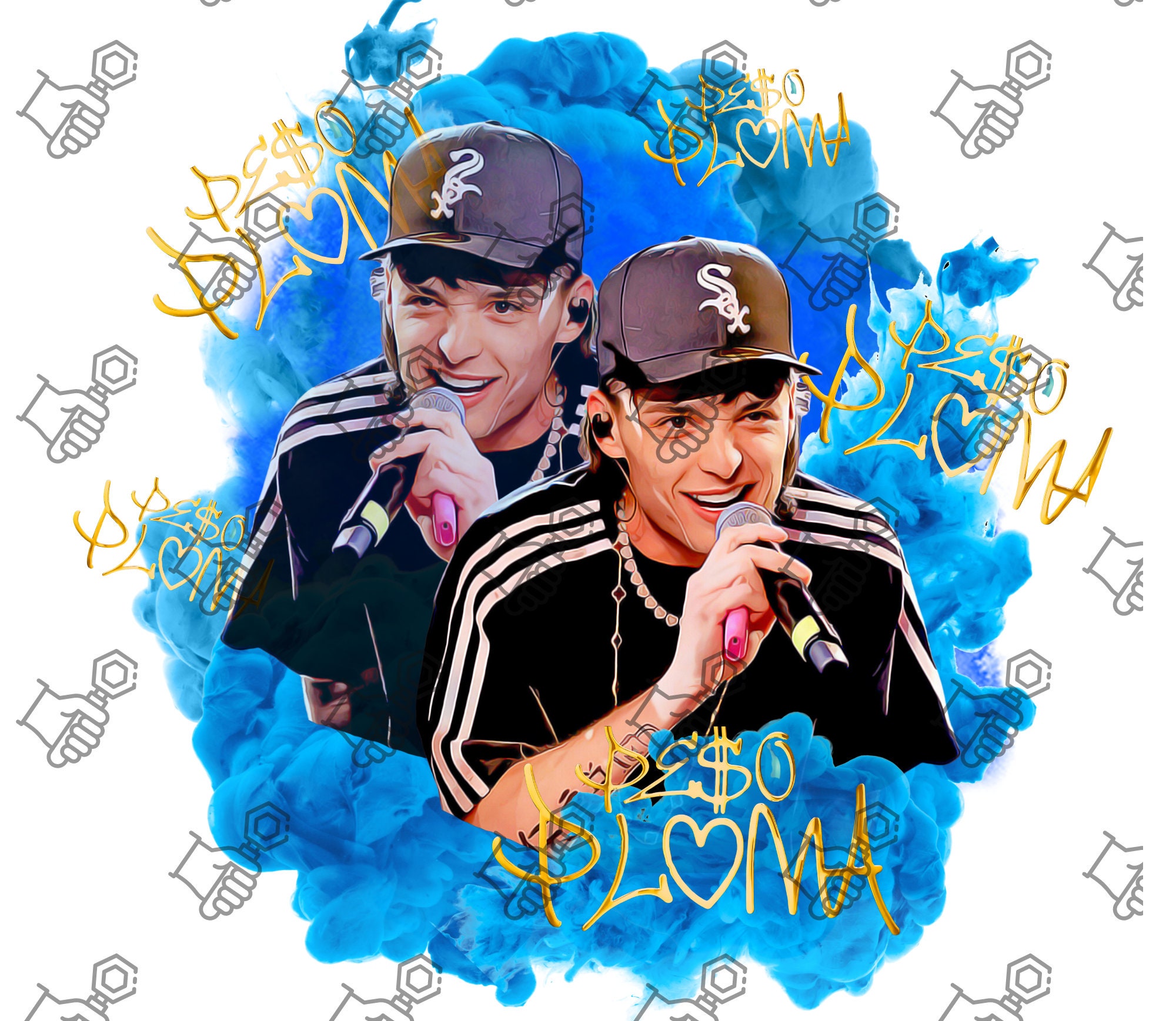 Peso Pluma Blue Png, Peso Pluma Tumbler Wrap, Peso Pluma , Blue Peso ...