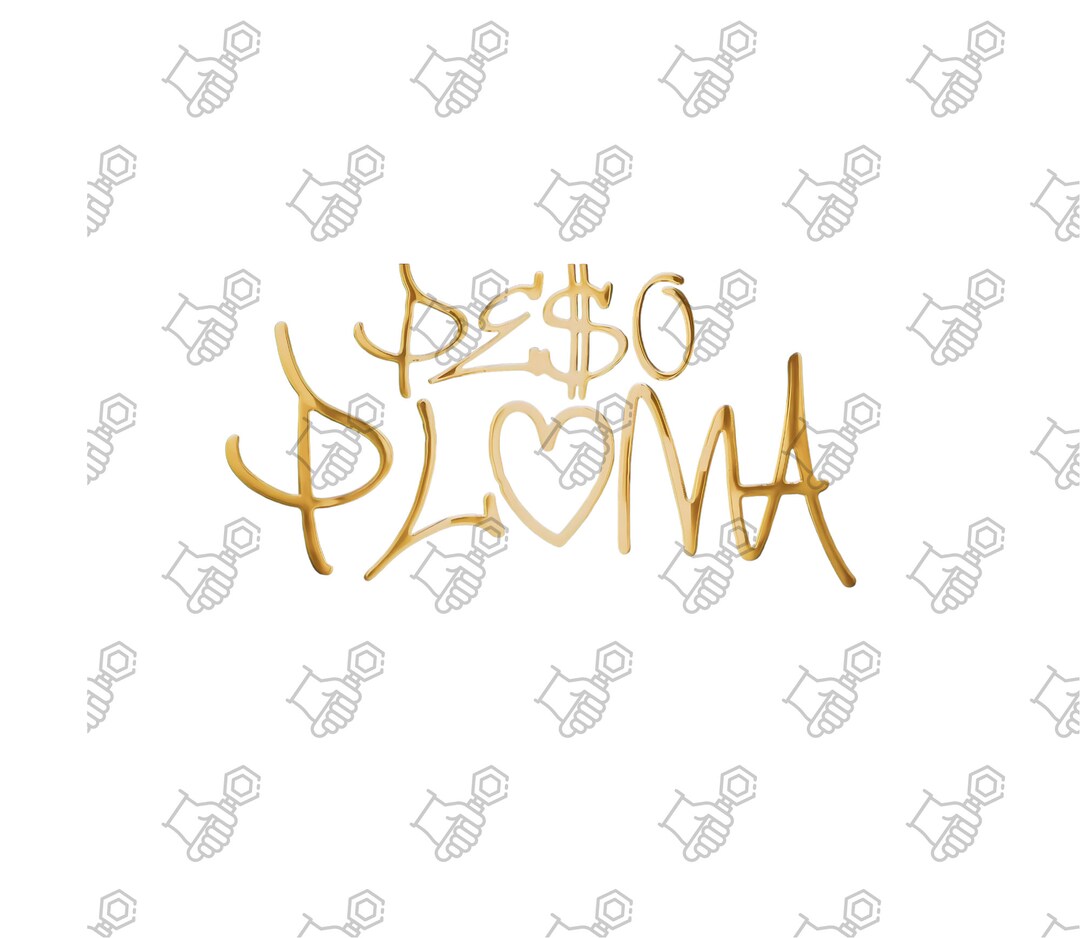 Peso Pluma Signature, Peso Pluma Logo, Gold Peso Pluma Signature, Gold ...