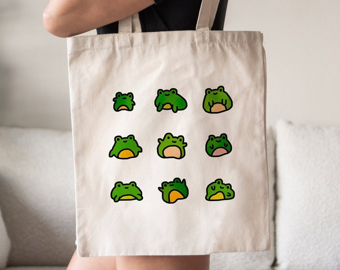 Cute Frogs Painted Tote Bag - Etsy