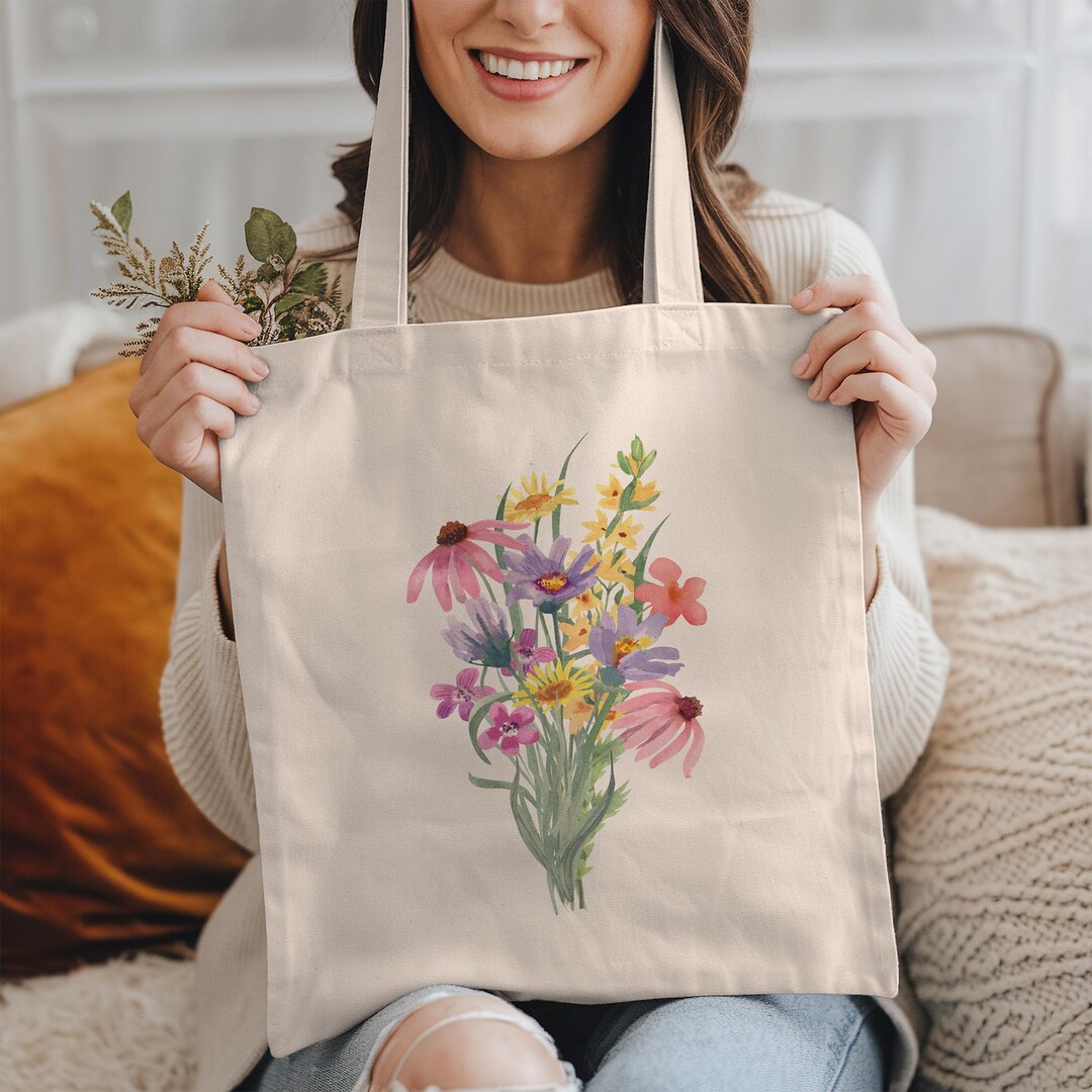Floral Tote Bag: Floral Gifts, Flower Tote Bag, Botanical Plant Lover ...