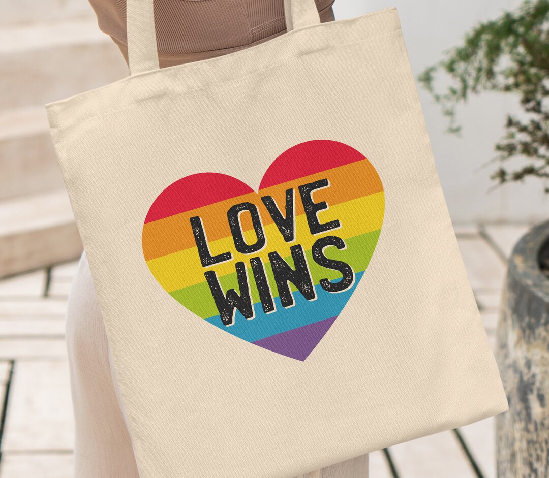 Pride Tote Bag, Lesbian Bag, Gay Tote Bag, Rainbow Tote, Love Wins, Gay ...