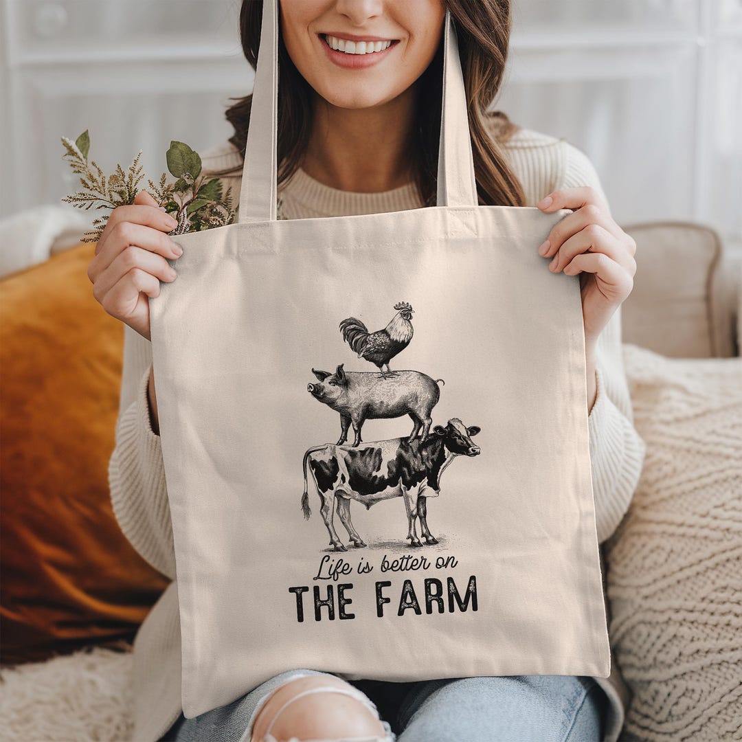 Farmer Tote, Farm Animal Tote, Farm Girl Gift, Farmer Gift, Farmers Bag ...