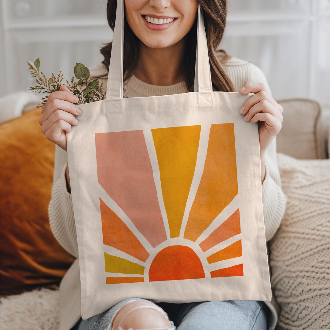 Boho Sun Tote Bag: Abstract Landscape, 100% Cotton - Etsy