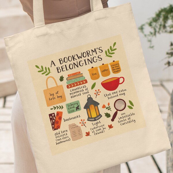 Book Worm Tote Bag - Etsy