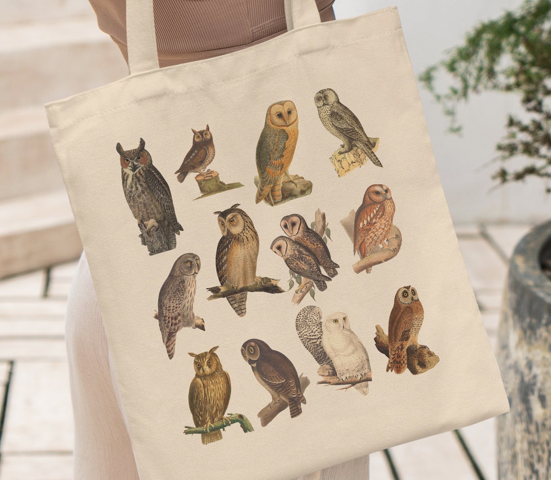 Owl Tote Bag, Bird Tote Bag, Cottagecore Tote Bag, Owl Bag, Gift for ...