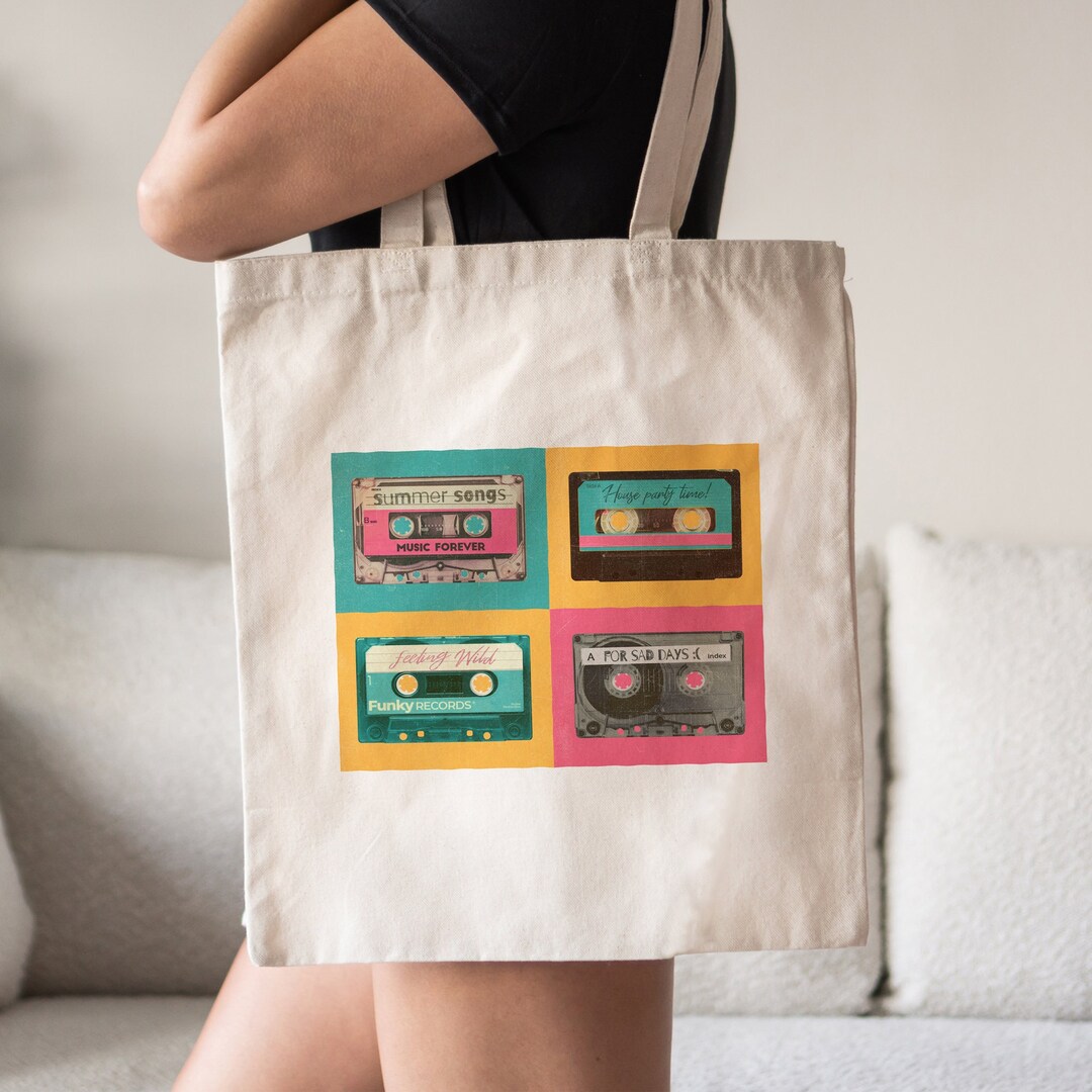 Retro Tote Bag, Music Themed Gifts, Music Bag, Music Tote, Vintage Tote ...