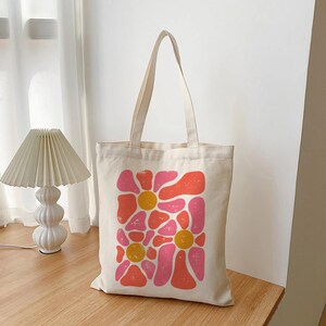Cute Flowers Bag, Floral Tote Bag, Retro Tote Bag, Flower Tote, Trendy ...