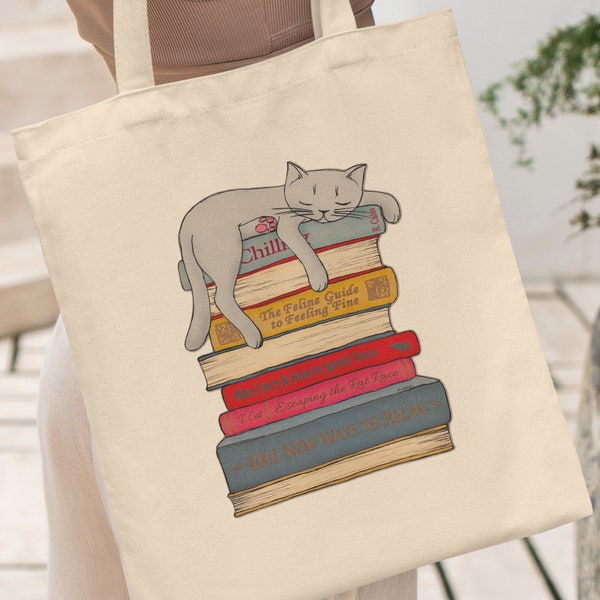 Cat Book Bag - Etsy