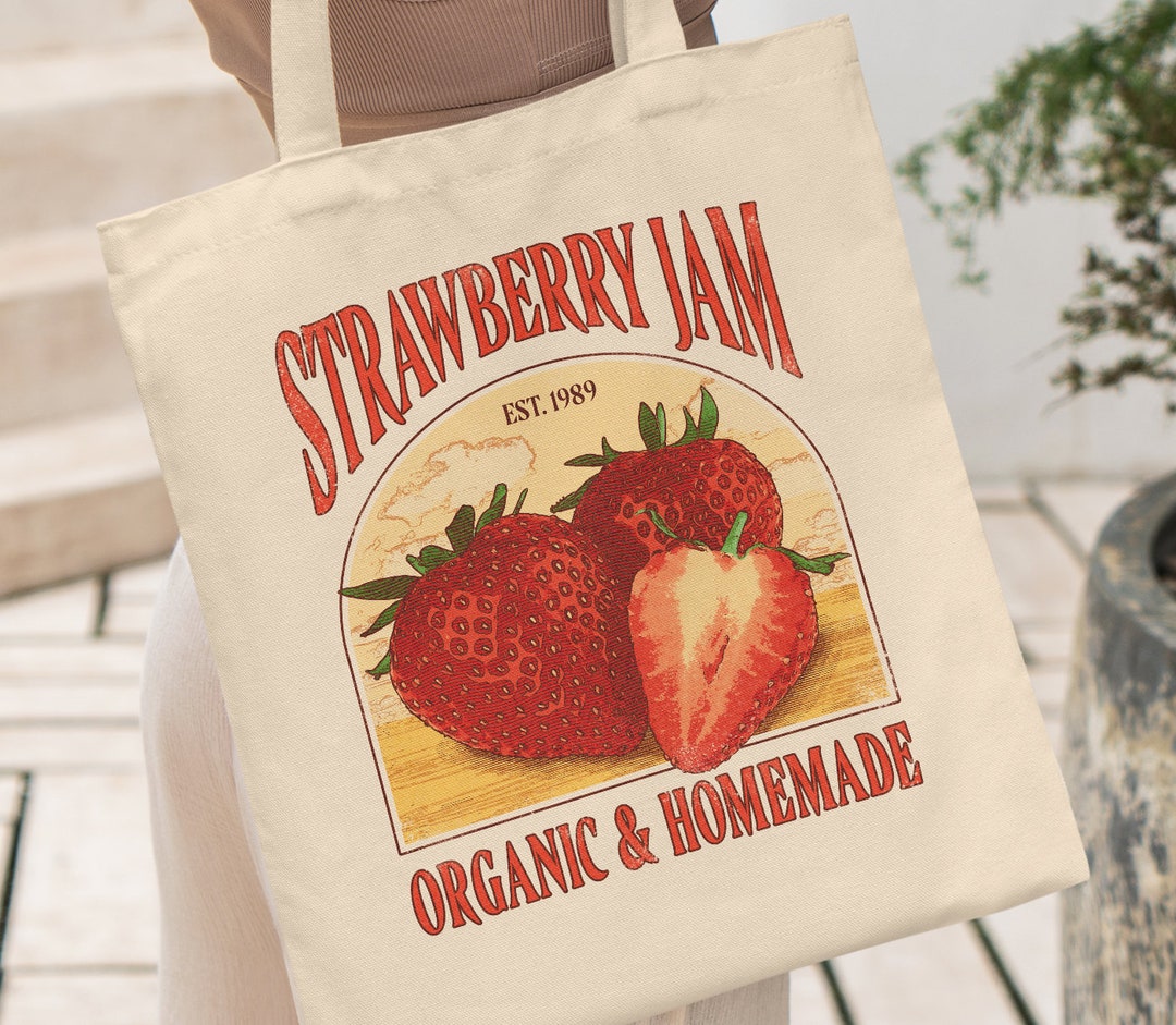 Strawberry Tote Bag Farmers Market Tote Bag Cute Canvas Tote Bag