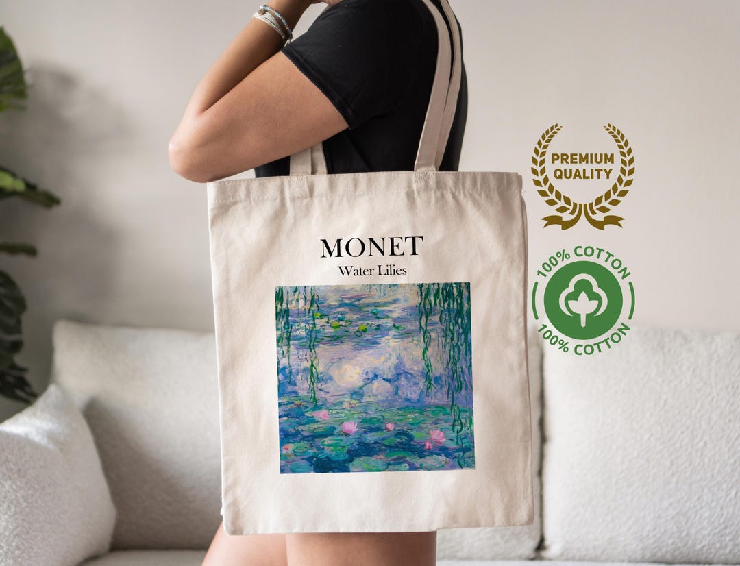 Monet Tote Bag, Monet Water Lilies Tote, Art Tote Bag, Floral Tote Bag ...
