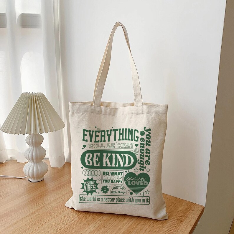 Be Kind Tote Bag, Mental Health Gift, Motivational Quote Tote, Positive ...