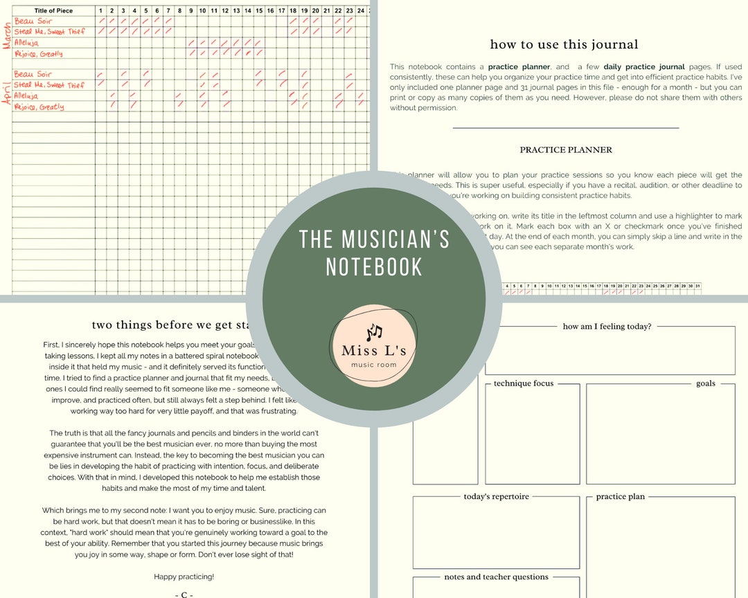 The Musician’s Notebook - Practice Journal - Etsy