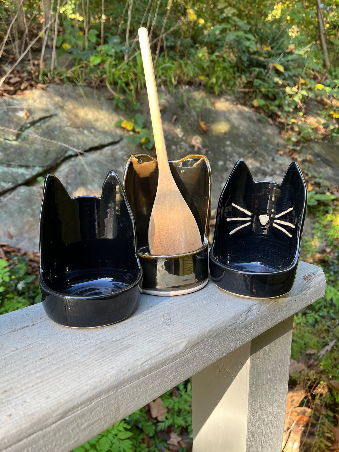 Handmade Ceramic Cat Standup Spoon Rest Utensil Holder - Etsy