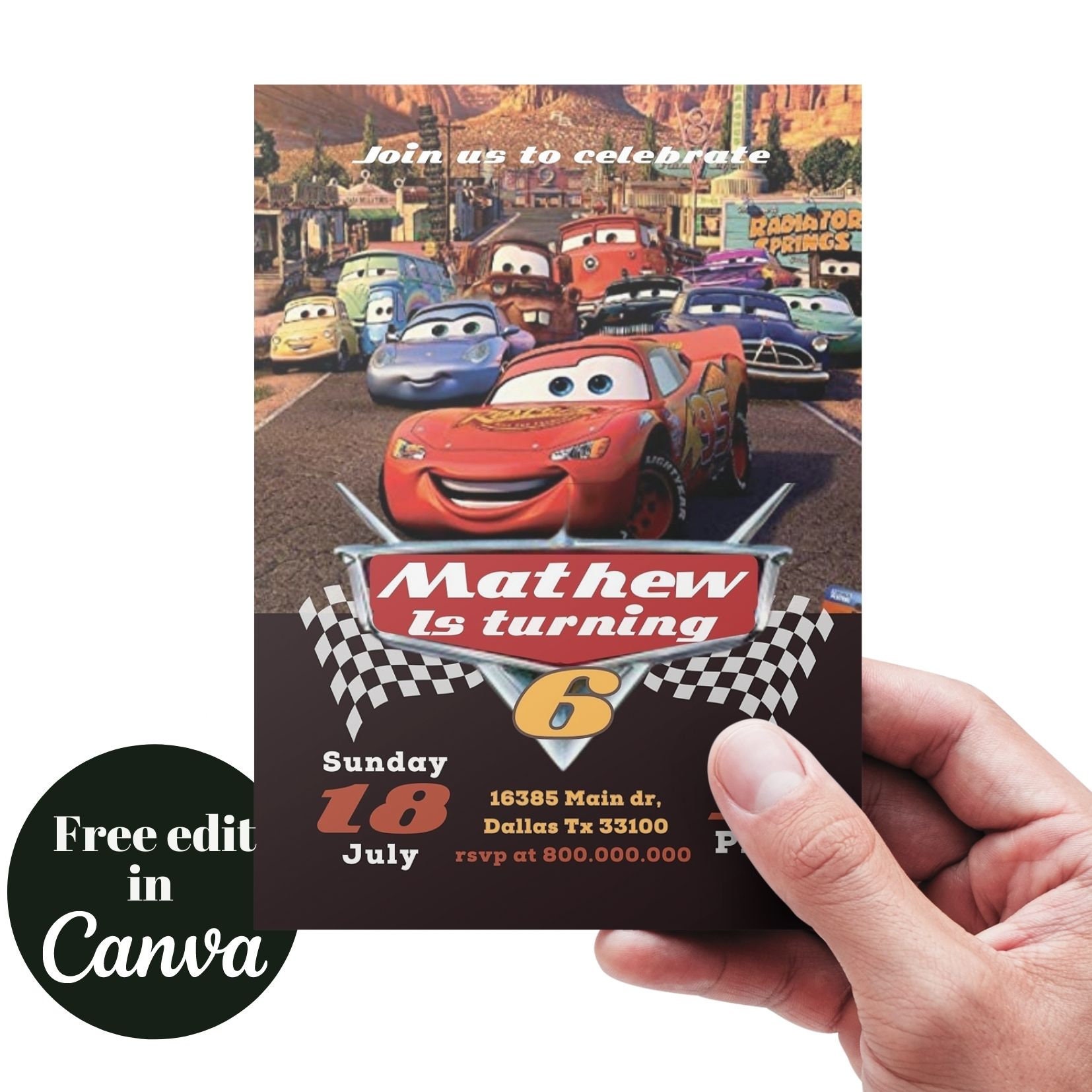 Electronic and Printable Cars Kid Birthday Invitation - Etsy