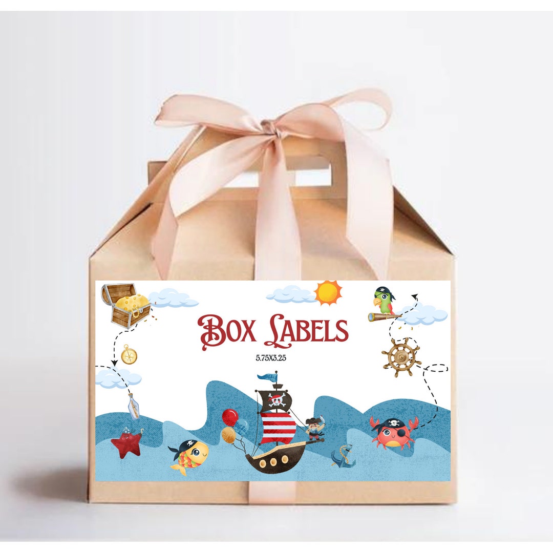 Pirate Birthday Party Box Labels Template, Pirate Themed Birthday Gift ...