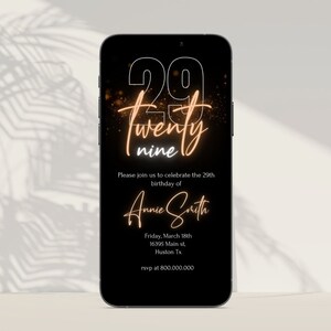 Editable Twenty Nine Birthday Party Video Invitation Template ...
