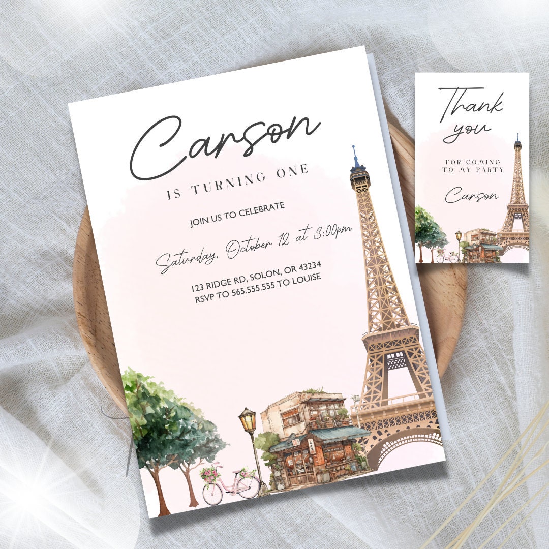 Editable and Printable Paris Birthday Invitation, French Patisserie ...