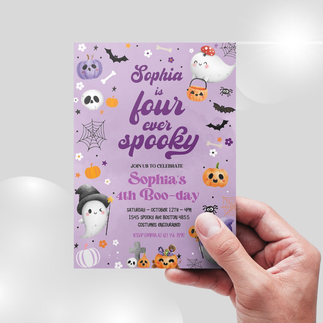 Editable and Printable Four Ever Spooky Halloween Party Template, Ghost ...