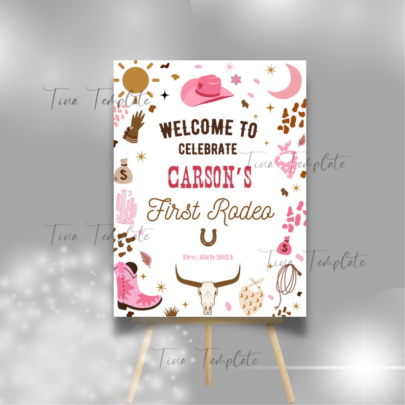 Editable My Rodeo Girl Welcome Sign Template, Cowgirl Birthday Party ...