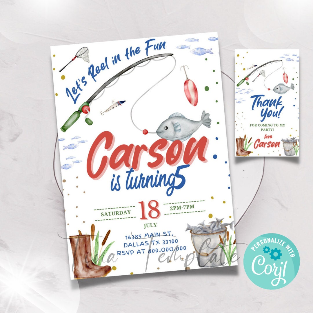 Editable and Printable Fishing Birthday Invitation, Fishing Party ...
