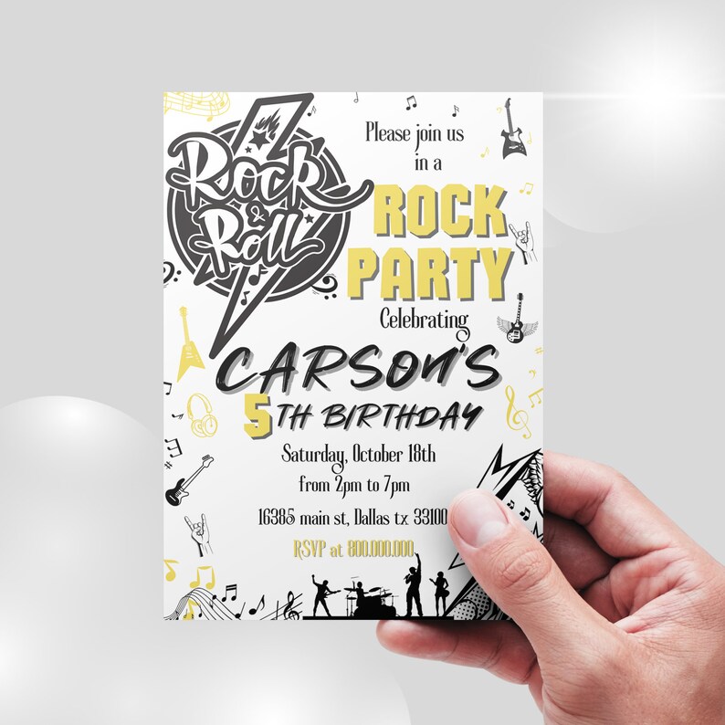 Editable and Printable Rock and Roll Birthday Party - Etsy