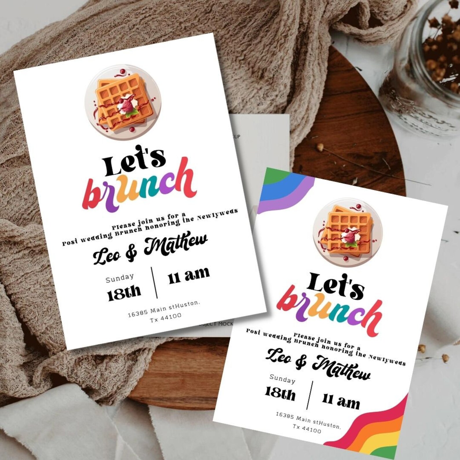 Elegant and Minimalist Rainbow Lets Brunch Invitation - Etsy