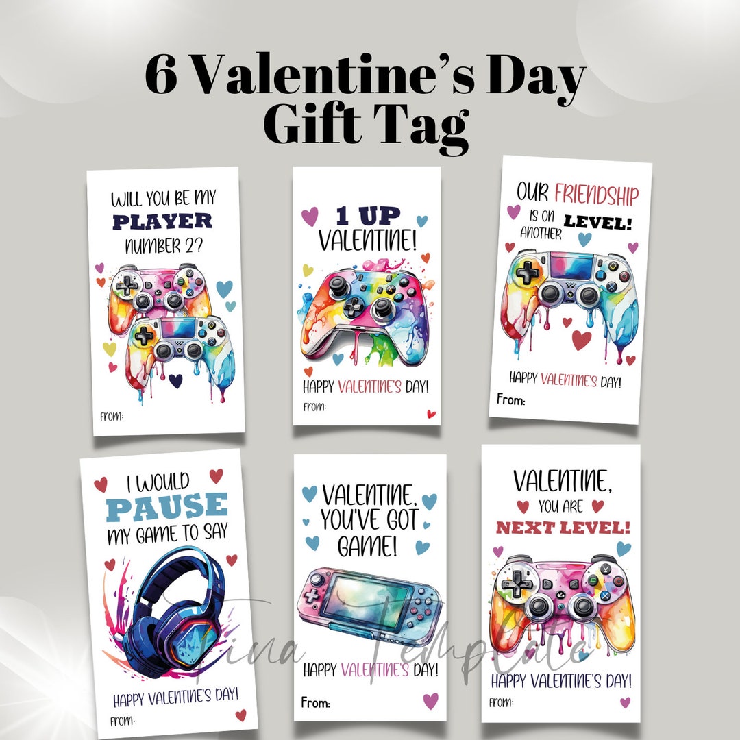 Editable Gamer Valentine Gift Tag Template, Gamer Valentine Cards ...
