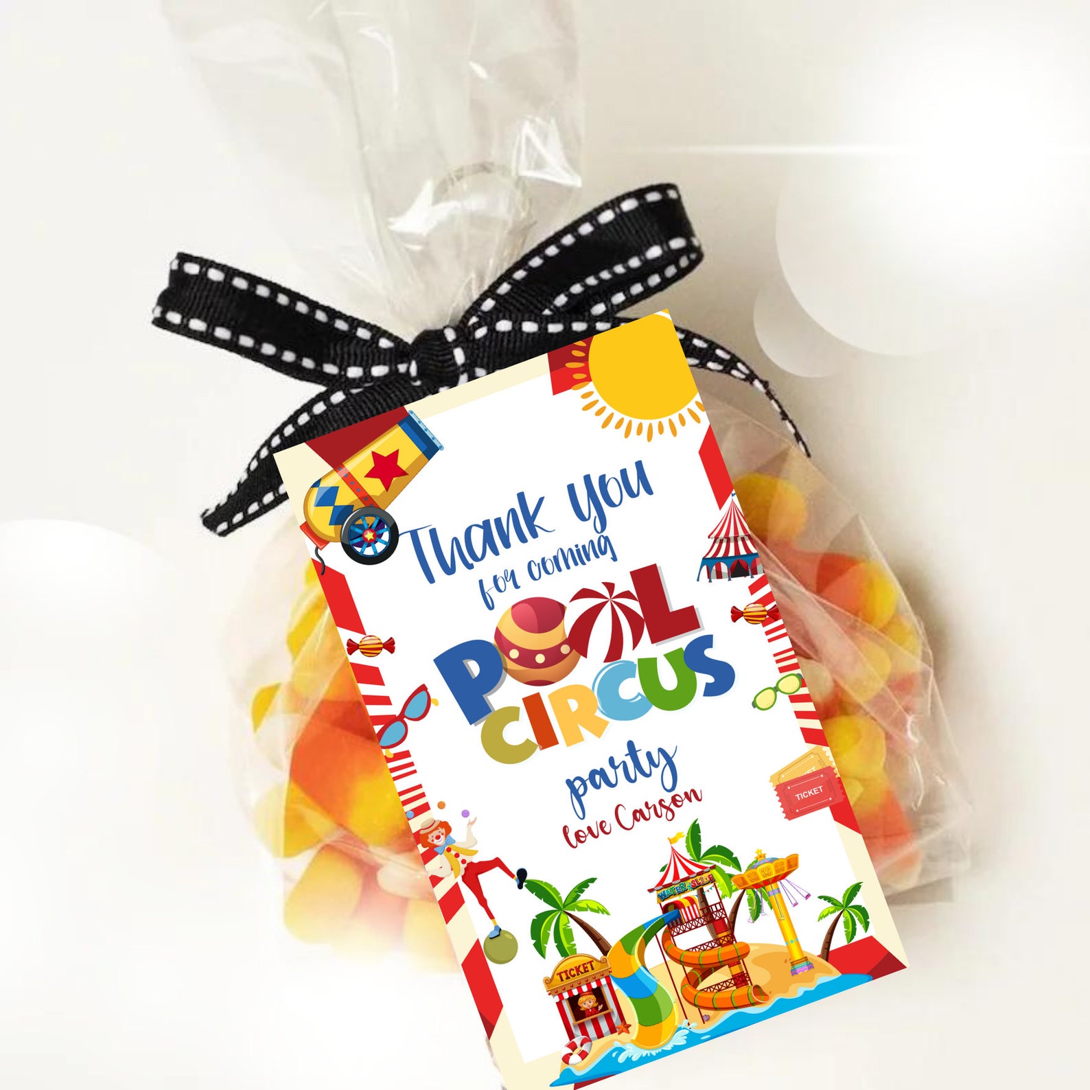 Editable and Printable Circus Pool Party Invitation Template, Circus ...