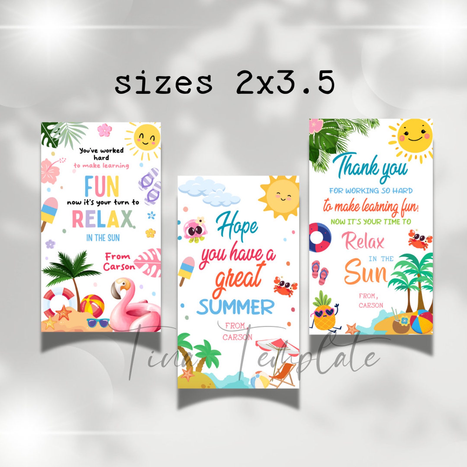 Editable Summer Teacher Appreciation Gift Tags, Printable Thank You ...